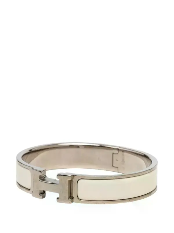 Hermès 2000-2026 Narrow Enamel Clic H Bracelet Pm Costume Bracelet - White