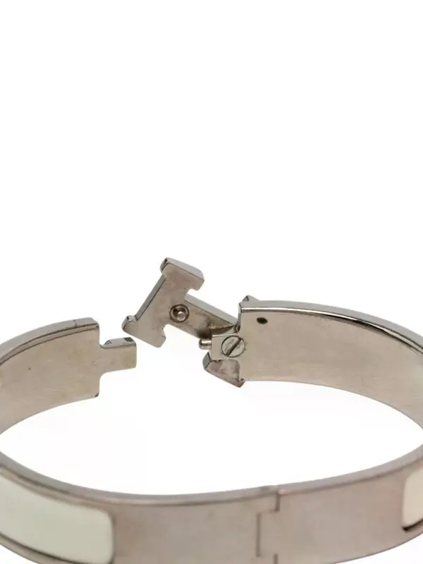 Hermès Enamel And Palladium-plated Metal Clic H Bracelet Pm