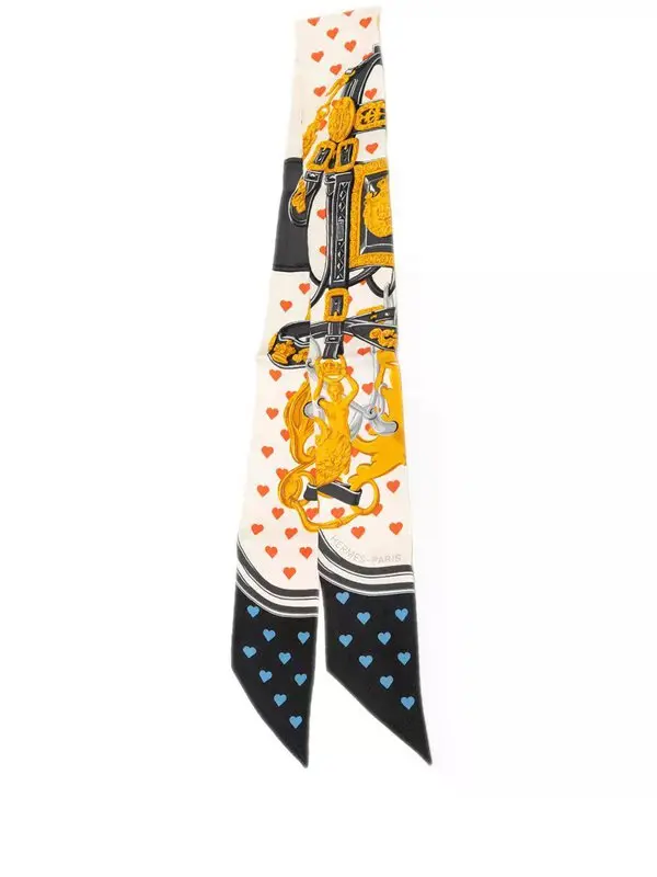 Hermès 2016-2017 Brides De Gala Love Silk Twilly Scarf Scarves - White