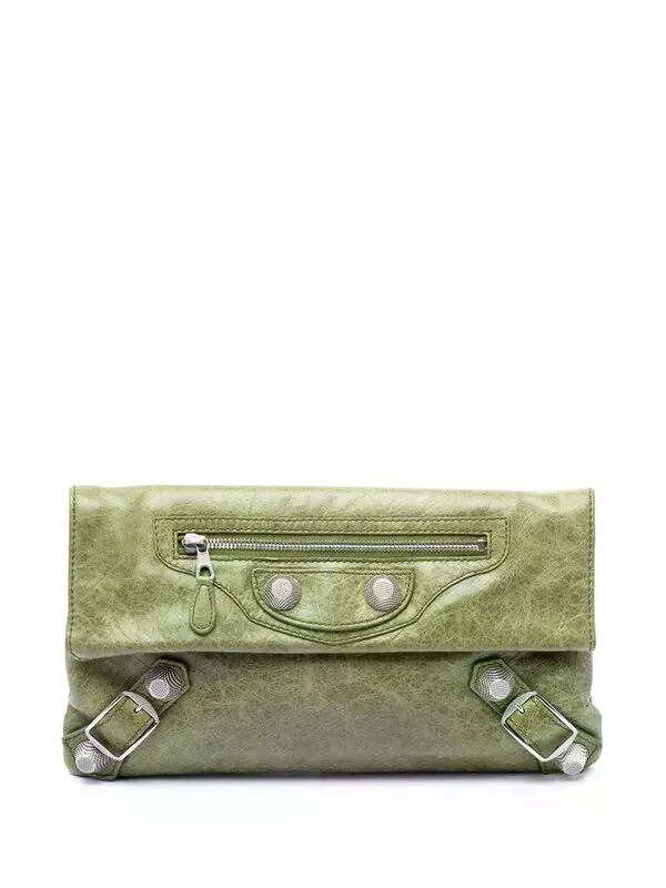 Balenciaga 2005-2026 Lambskin Motocross Giant 21 Envelope Clutch Bag - Green