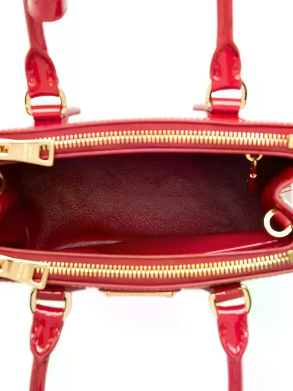 Prada 2013-2026 Mini Patent Galleria Double Zip Satchel - Red