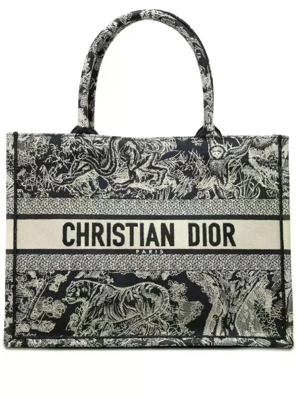 Dior 2023 Medium Canvas Embroidered Dioriviera Toile De Jouy Book Tote Bag - Blue