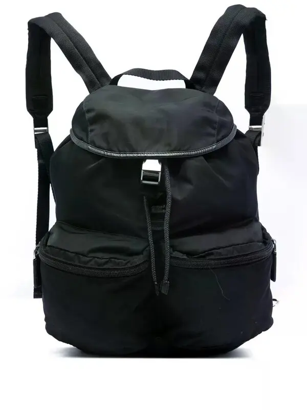 Prada Tessuto Saffiano Trimmed Backpack - Black