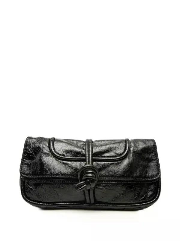 Loewe 2008 Crinkled Calfskin Folded Clutch Bag - Black