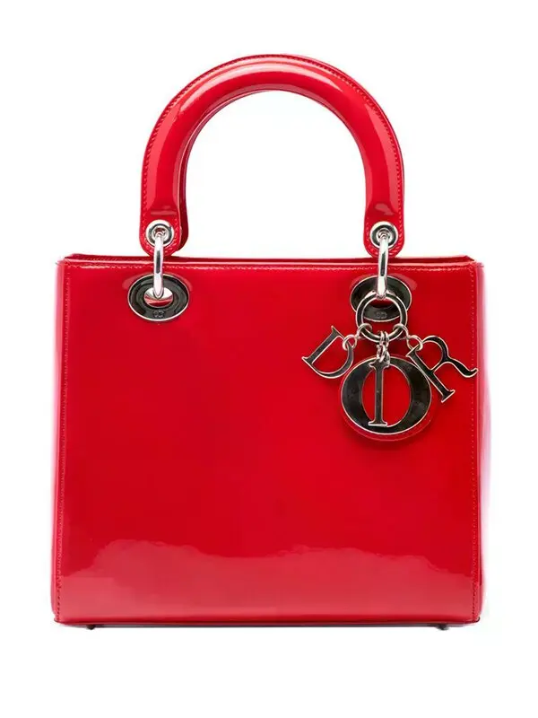 Dior 2015 Medium Patent Lady Satchel - Red