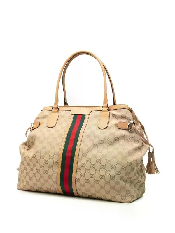 Gucci 2012 Gg Canvas Web Tassel Tote Bag