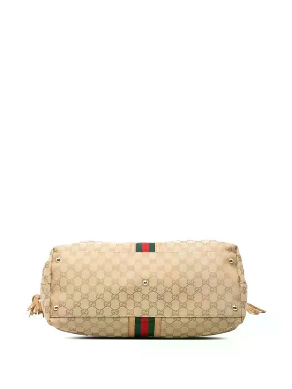 Gucci 2012 Gg Canvas Web Tassel Tote Bag