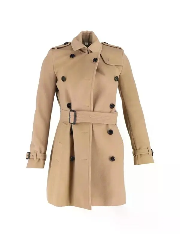 Burberry Double-breasted Belted Wool Peacoat - Brown