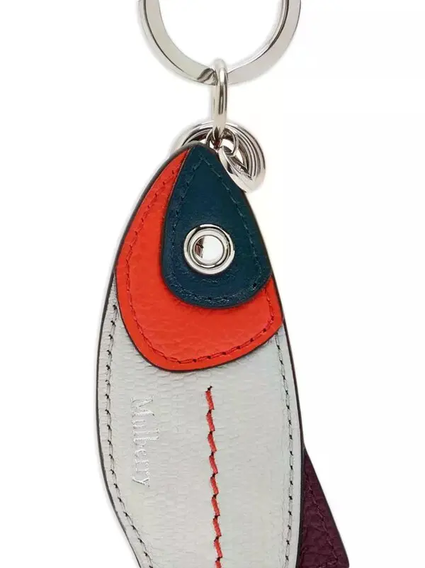 Mulberry British Summer Fish Keyring - White