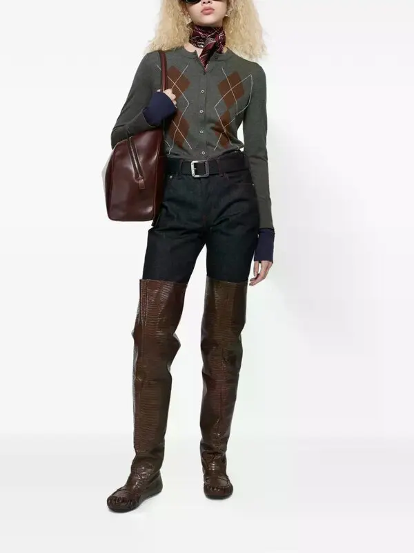 Acne Studios Argyle-intarsia Layered Cardigan