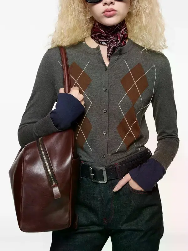 Acne Studios Argyle-intarsia Layered Cardigan