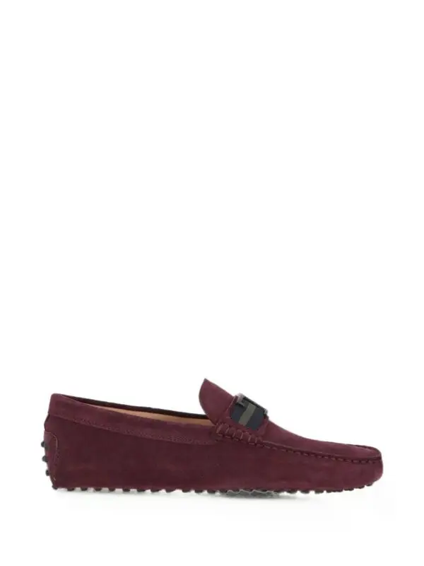 TOD'S T-plaque Suede Loafers - Brown