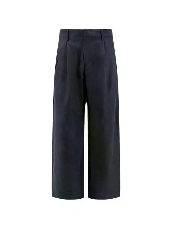 TONYWACK Wide-leg Pleated Cotton Trousers