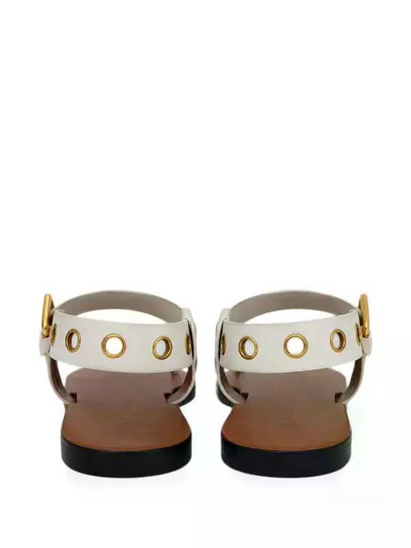Celine Eyelet T-strap Flat Sandals