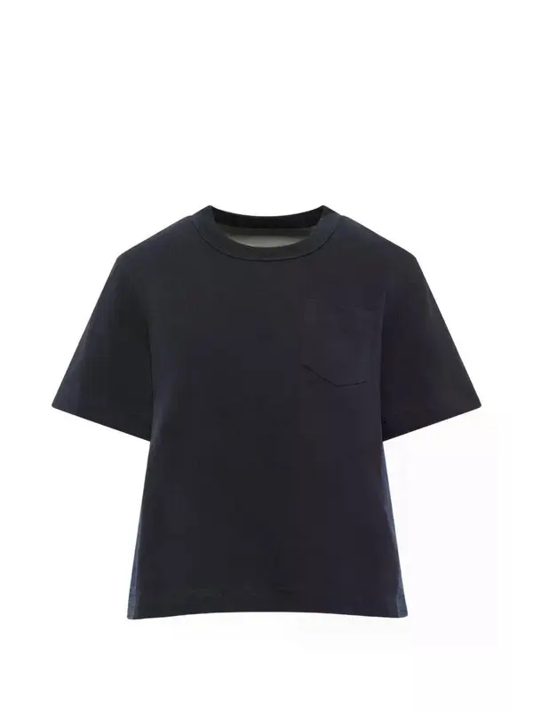 Sacai Denim-panelled Cotton T-shirt - Blue