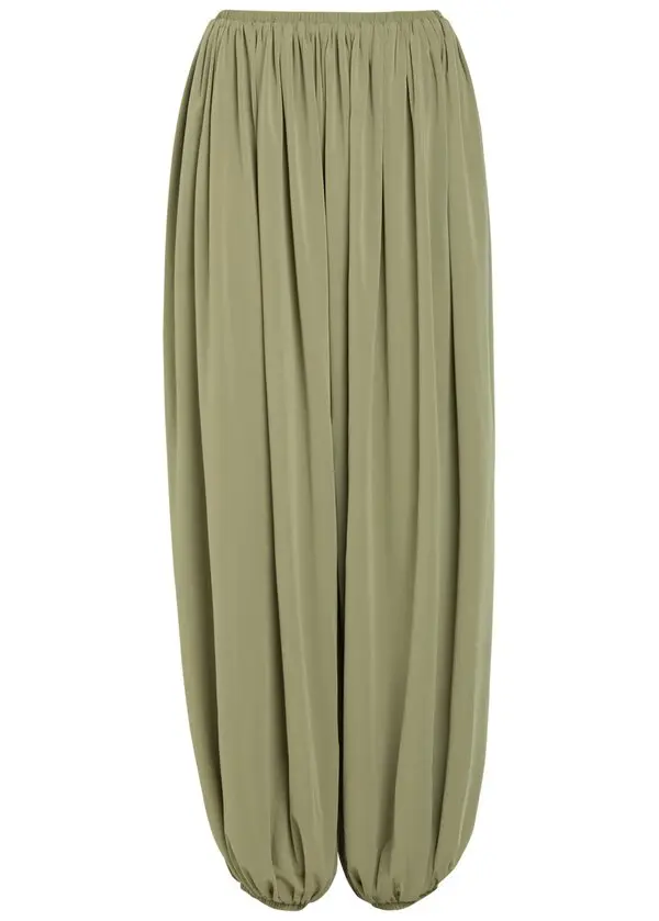 Ronny Kobo Renier Gathered Tissue Jersey Balloon Trousers - Light Green