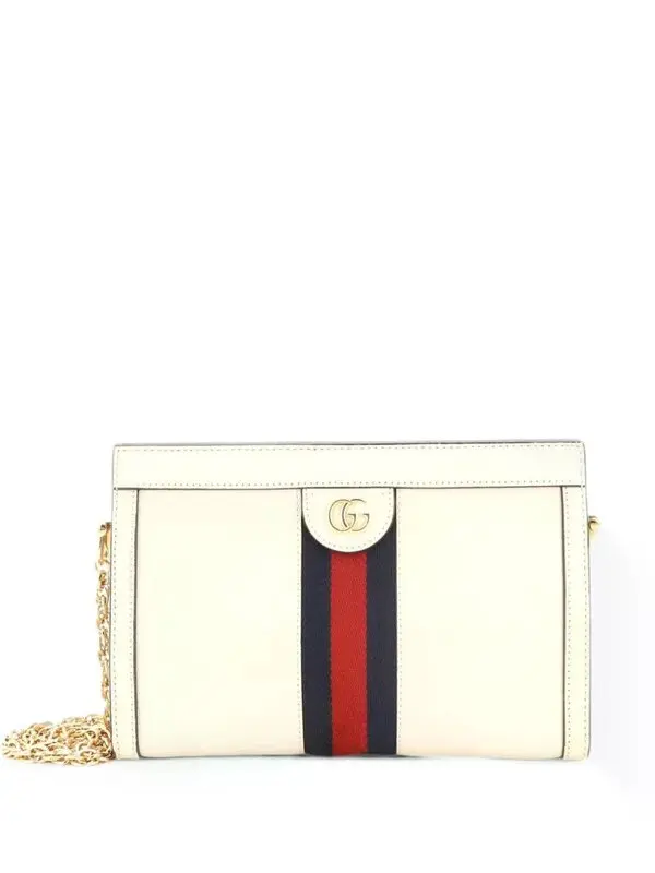 Gucci Ophidia Chain Shoulder Bag Leather Small Crossbody Bag - White