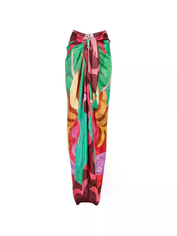 Farm Rio Tassel-detail Graphic-print Sarong - Red