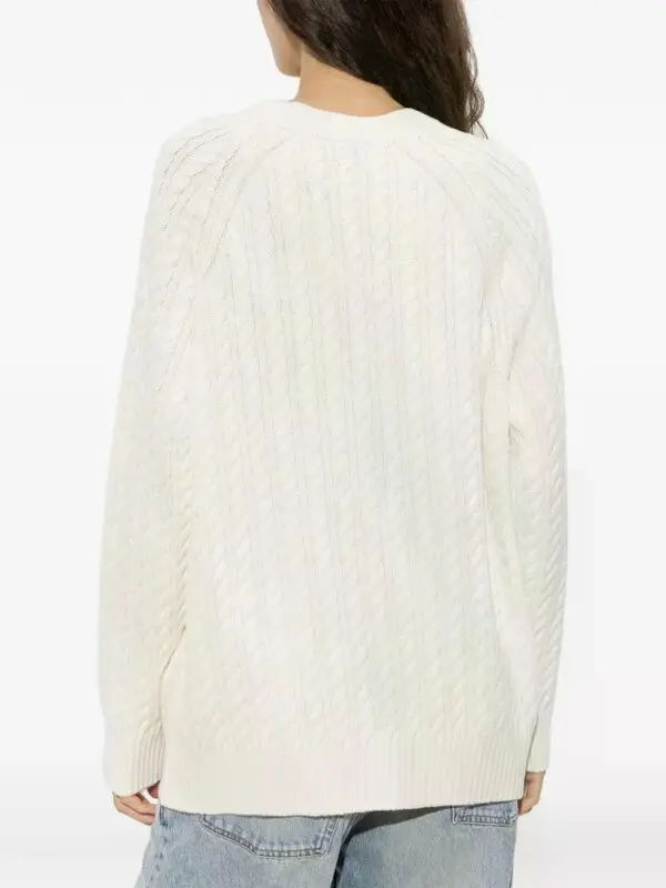 Kenzo Cable-knit Embroidered-logo Cardigan