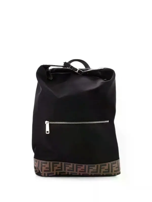 Fendi Santander Nylon With Zucca Embossed Leather Backpack