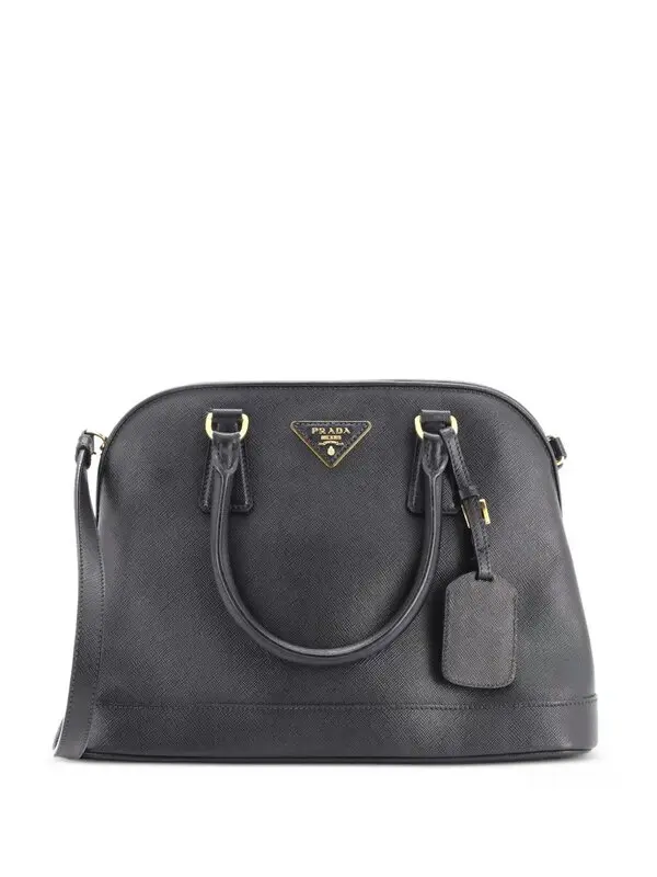 Prada Saffiano Leather Medium Tote Bag - Black