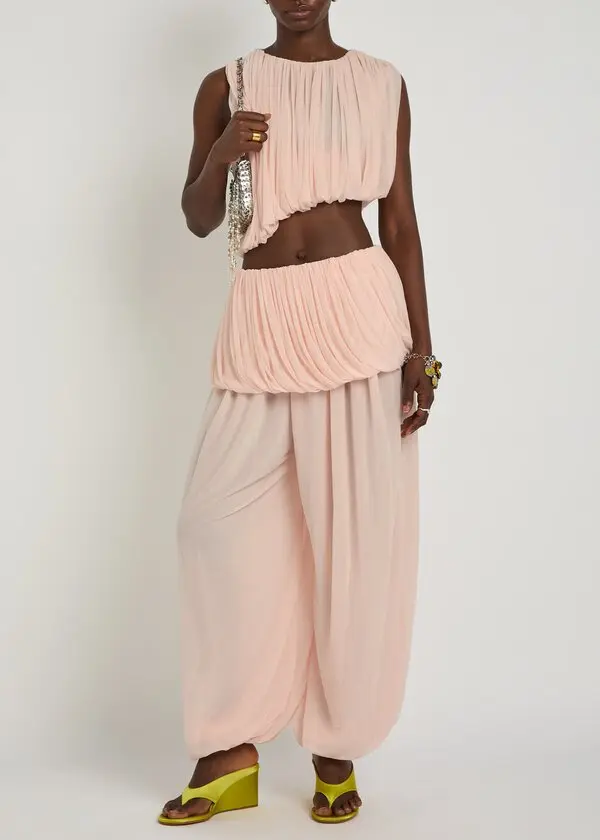 Ronny Kobo Willa Draped Tissue Jersey Balloon Trousers - Pink