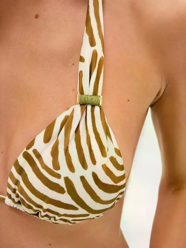 VIX PAULA HERMANNY Zebra-print Triangle Bikini Top - Neutrals