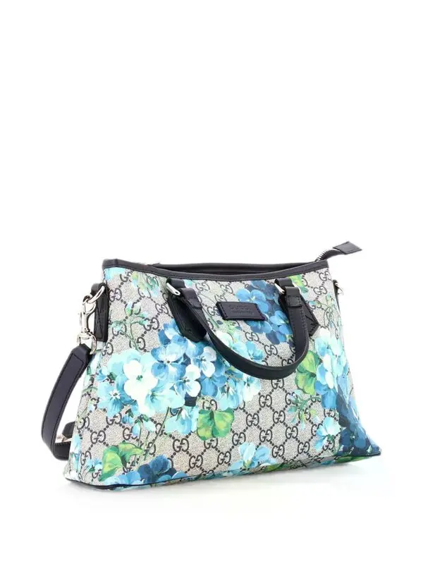 Gucci Blooms Print Gg Coated Canvas Convertible Tote Bag