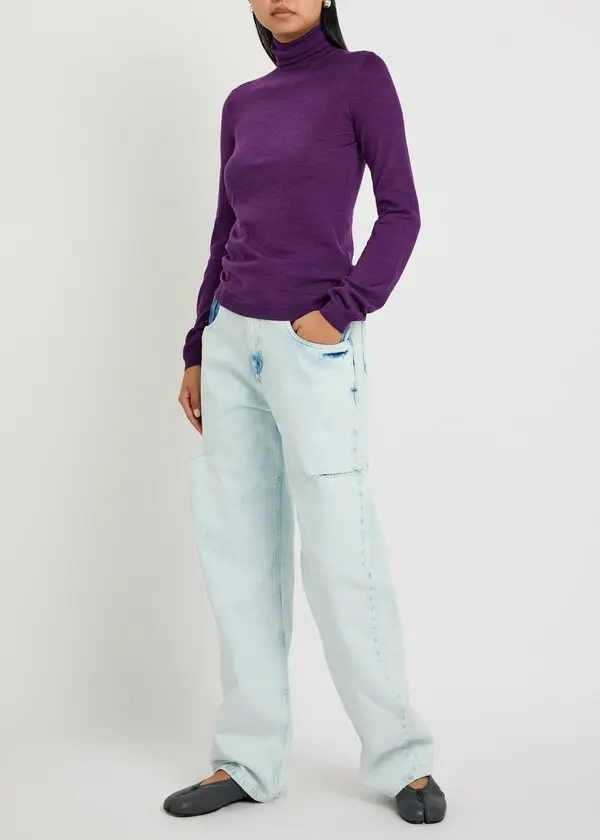 MAISON MARGIELA Roll-neck Wool And Silk-blend Top