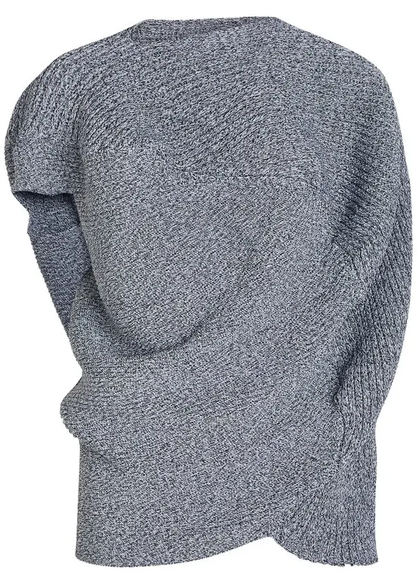Issey Miyake Found Stone Asymmetric Ribbed-knit Top - Grey