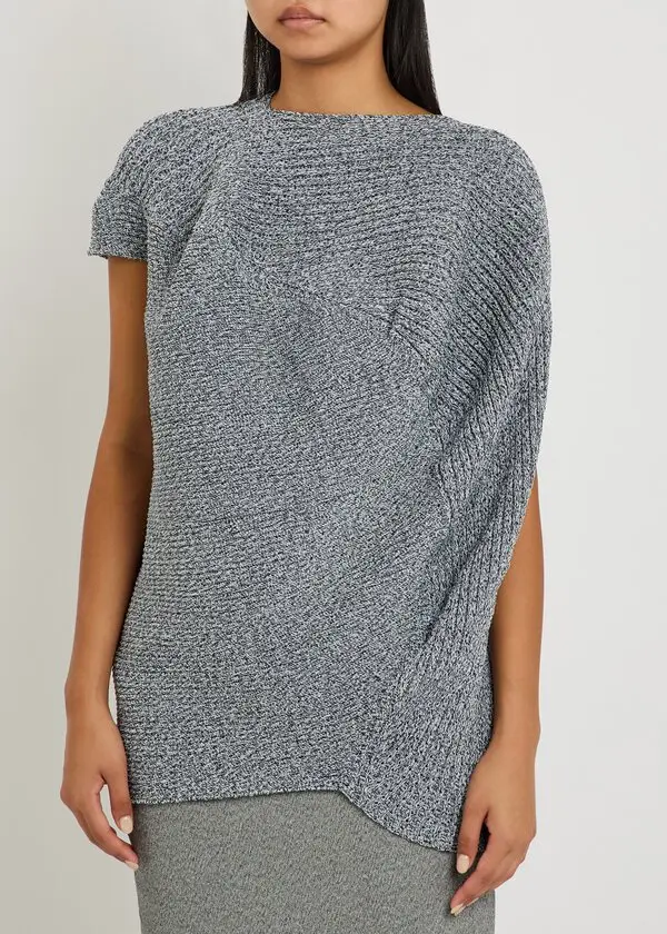 Issey Miyake Found Stone Asymmetric Ribbed-knit Top