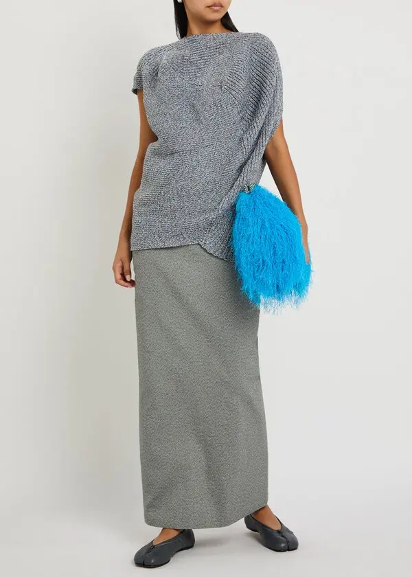 Issey Miyake Found Stone Asymmetric Ribbed-knit Top