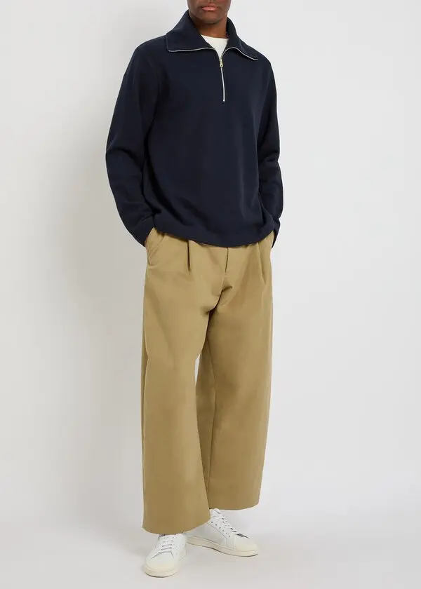 Paul Smith Half-zip Waffle Wool-blend Jumper - Navy