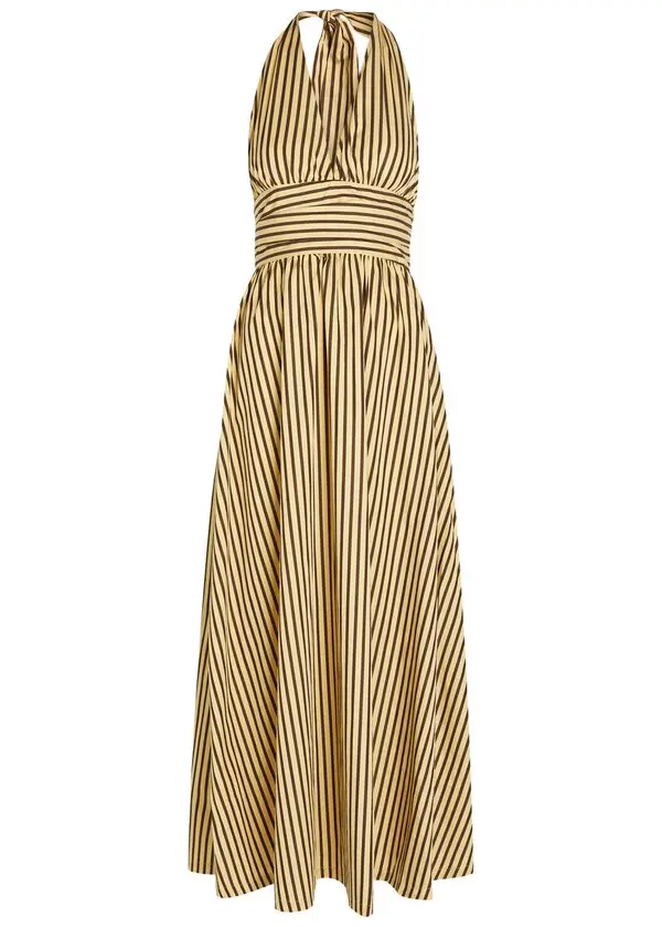 Faithfull The Brand Lido Striped Cotton Maxi Dress - Beige