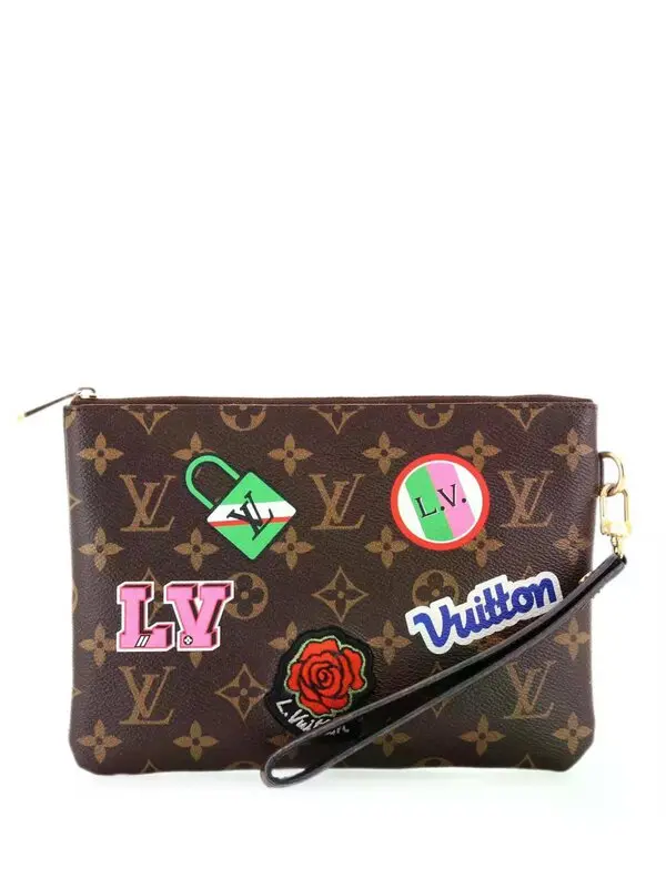LOUIS VUITTON City Pouch Limited Edition Patches Monogram Canvas Clutch Bag - Brown