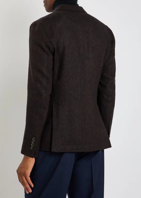 Boglioli Herringbone Double-breasted Wool Blazer