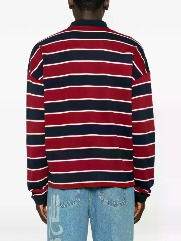 Rhude Striped Long-sleeve Polo Shirt - Red