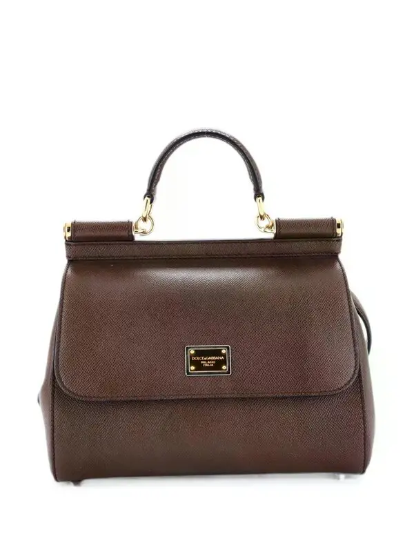 Dolce & Gabbana Miss Sicily Leather Medium Satchel - Brown