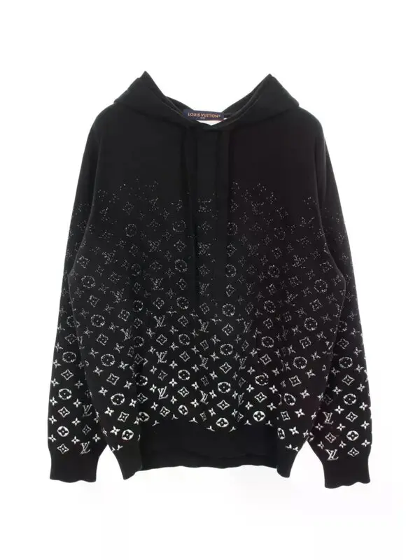 LOUIS VUITTON Monogram Gradient Cotton Hoodie - Black
