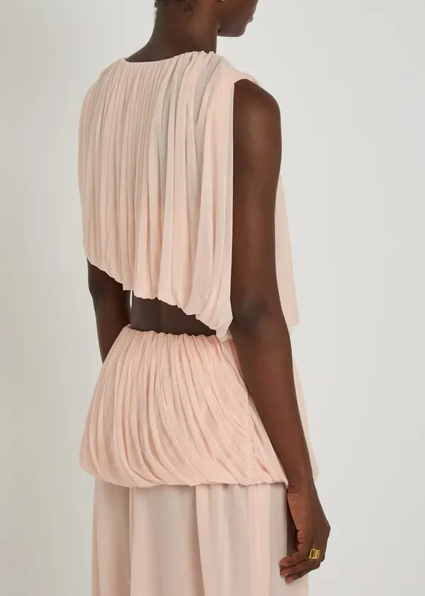 Ronny Kobo Chelly Gathered Asymmetric Cropped Jersey Top - Pink