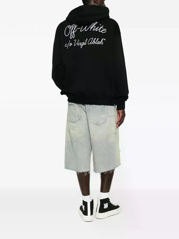 Off-White Logo-embroidered Hoodie - Black