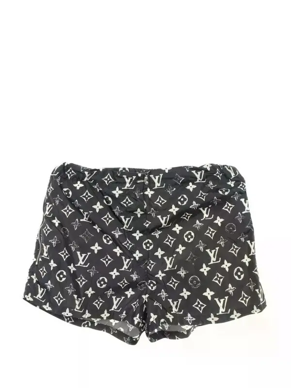LOUIS VUITTON Monogram Print Elasticated Waistband Shorts - Black