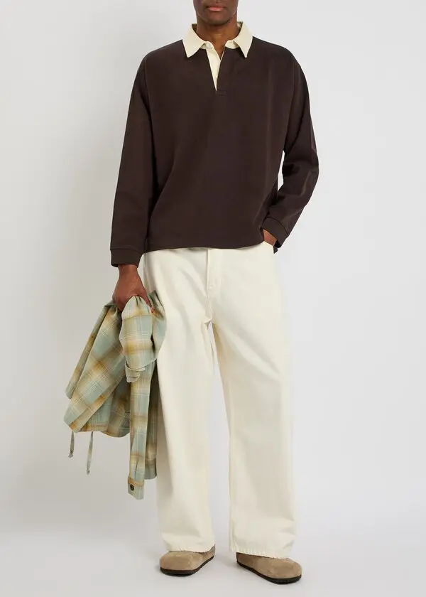 FRAME Contrasting Collar Cotton Polo Rugby Jumper