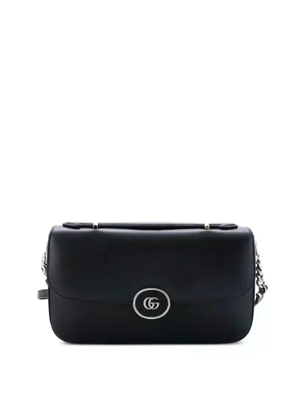 Gucci Petite Gg Flap Leather Shoulder Bag - Black