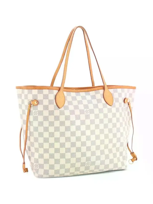 LOUIS VUITTON Neverfull Nm Damier Mm Tote Bag - White