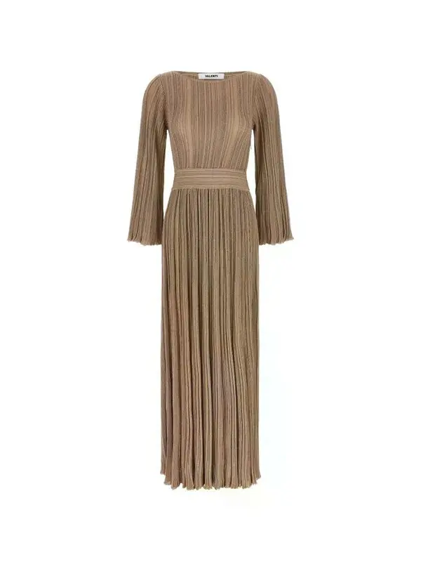 ANTONINO VALENTI Lilas Pleated-design Bell-sleeve Maxi Dress - Gold