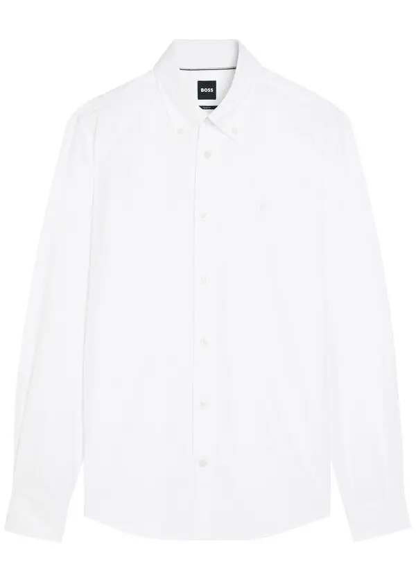 BOSS Roan Logo-embroidered Cotton-poplin Shirt