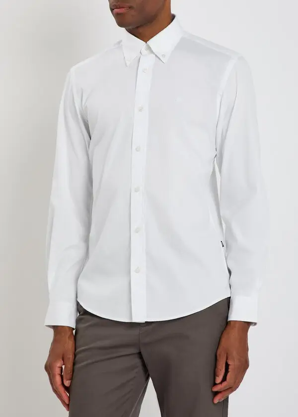 BOSS Roan Logo-embroidered Cotton-poplin Shirt