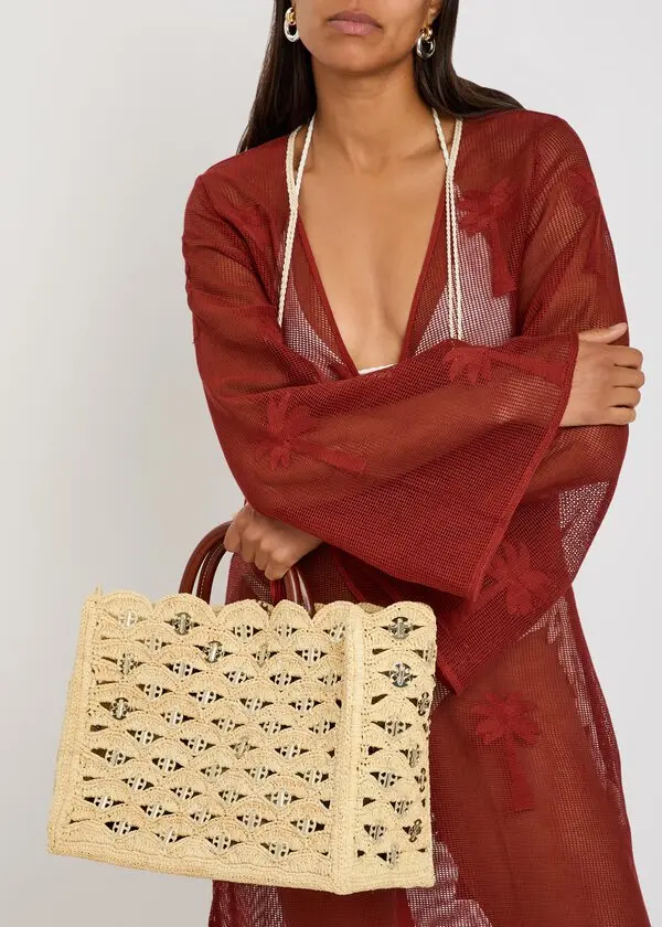 Rabanne Disc Raffia Tote Bag