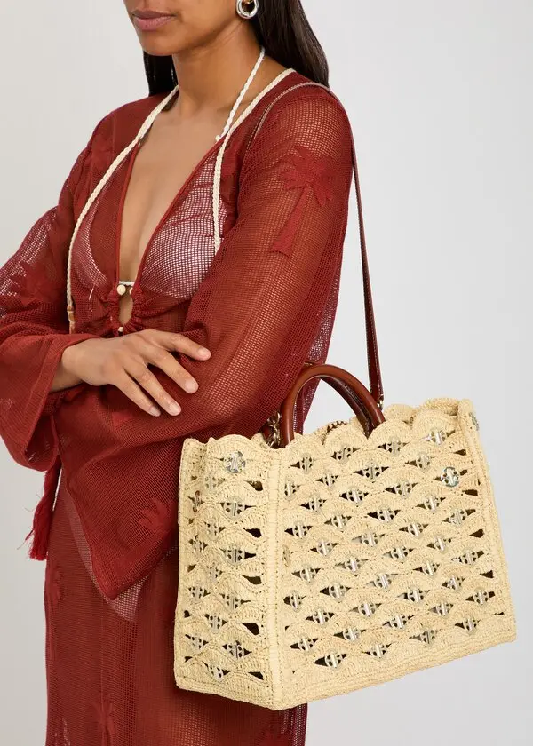 Rabanne Disc Raffia Tote Bag